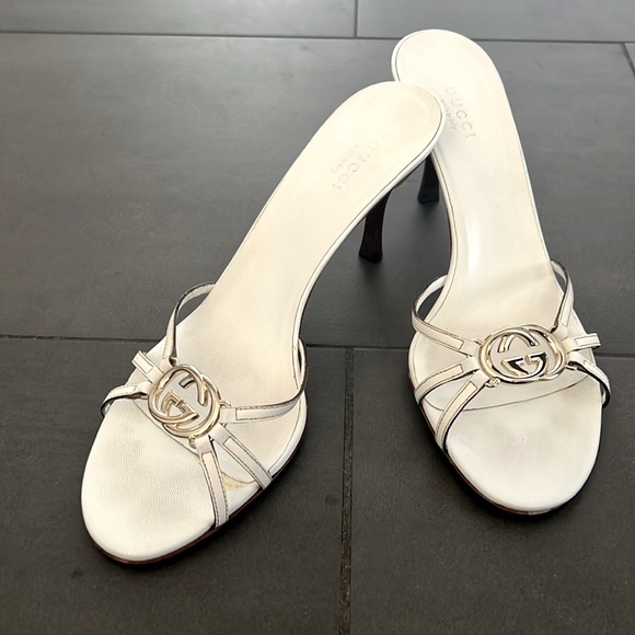 Gucci | Shoes | Gucci Double G White Leather Sandals | Poshmark